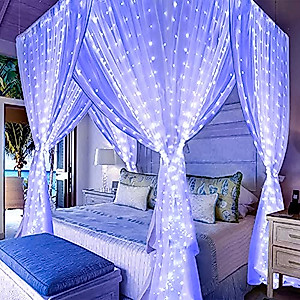 SVNOOC 300LED Fairy Curtain Lights USB Plug in 8 Modes Window Wall String Hanging Lights with Remote for Bedroom, Indoor, Outdoor, Weddings, Christmas, Party Decorations (Fairy White Cold)