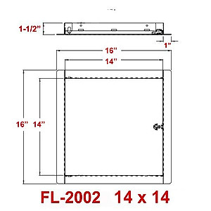 Premier 2002 Series Steel Access Door, 14 x 14 Flush Universal Mount, White (Keyed Cylinder Latch)