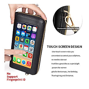 Touch Screen Phone Bag Small Crossbody Bag Shoulder Handbag, RFID Blocking Wallet for Women (#01 Black)