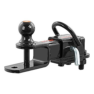 CURT 45038 3-in-1 UTV, ATV Trailer Hitch Mount with 2-Inch Receiver Adapter, 2-Inch Ball, Clevis Pin, 5/8-Inch Hole, Gloss Black Powder Coat