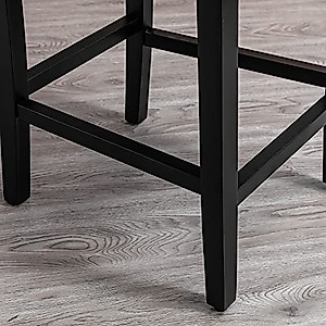 GOTMINSI Classic 24 Inches Counter Height Stools Upholstered Bar Stools with Solid Wood Legs Set of 2(Fabric Beige)