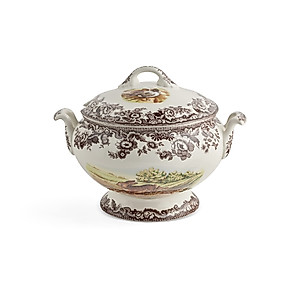Spode Woodland Soup Tureen with Rabbit, Quail, and Pintail Motifs | 4.25 qt Covered Soup Tureen | Made from Fine Earthenware | Microwave and Dishwasher Safe