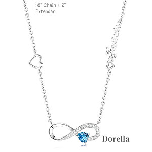 Sterling Silver Love Infinity Heart Jewelry Aquamarine Necklace for Women Birthday Gifts for Her