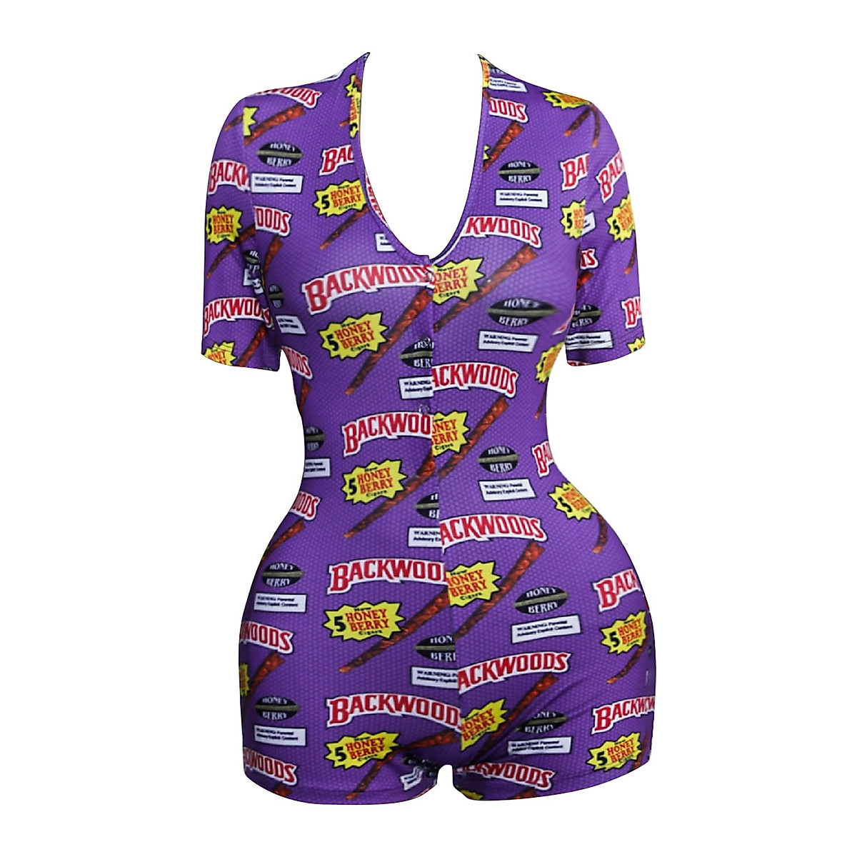 MissShorthair Short Sleeve Onesies for Women, Onesie Pajamas for Women Shorts (Backwoods Purple, XL)…