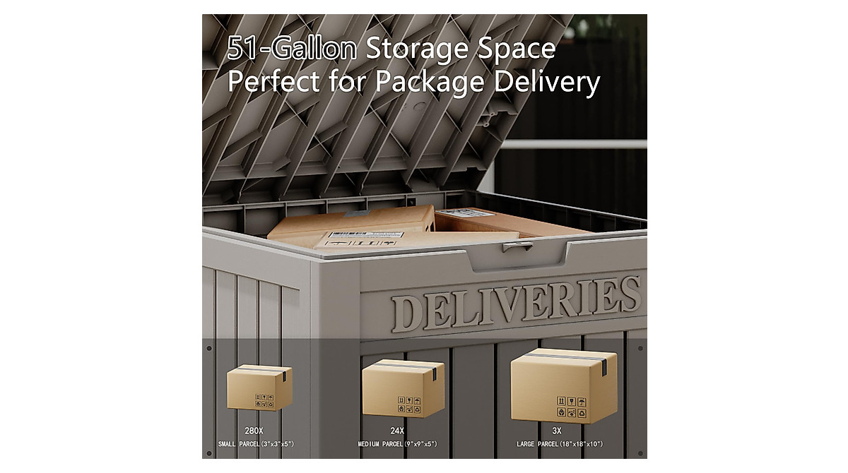 Secure 51 Gallon Resin Package Delivery Box for Outdoors