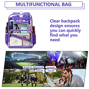 Kasqo Clear Backpack, 15.6 Inch Heavy Duty PVC Transparent Backpack See Through Backpacks for School, College, Sports, Work, Travel, Stadium Approved, White