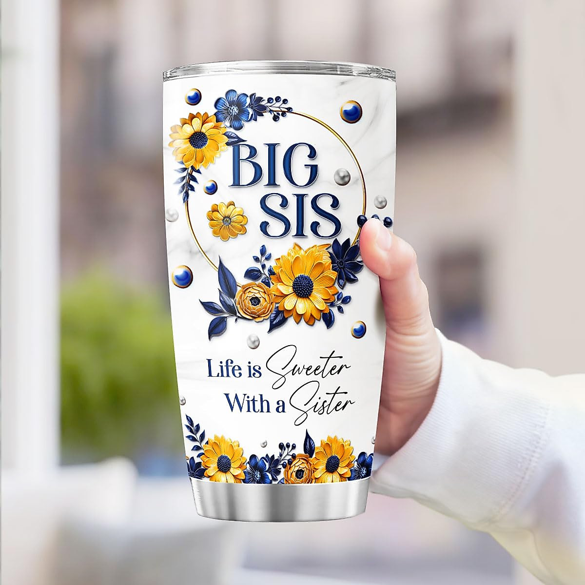 JENOIS Cups Soul From Sisters Tumblers, Sister Gifts, Sister Big Sis, Tumbler 20 Oz With Lid And Straw