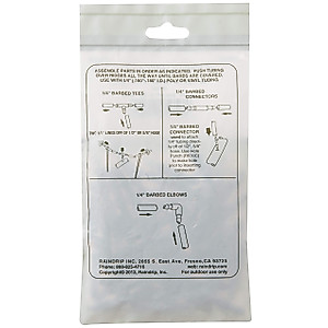 Raindrip 312050B Single Barbed Connectors, 1/4-Inch, 50 Per Bag, Blacks