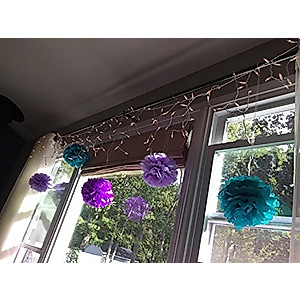 Furuix Mermaid Party Decorations /Under The Sea Party 16pcs Teal Lavender Purple Tissue Paper Pom Pom Paper Lanterns for Birthday Decor Mermaid Baby Shower Decorations Mermaid Party Supplies