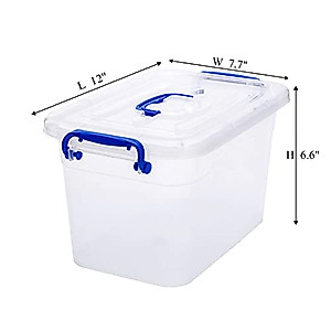 ZHENFAN 6.5 Quart Clear Storage Latch Box/Bin with Lids, 6.5 Liter Plastic Organize Bins with Handle, 4-Pack