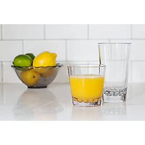 Puraform Clear Tritan Old Fashioned Cocktail, Whiskey, Rocks Glass12oz Drinkware | Set of 4 | Unbreakable, Shatterproof, Dishwasher Safe, Kid Proof