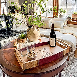 Personalized Wine Barrel Serving Tray - Handmade (Vintage Vines)