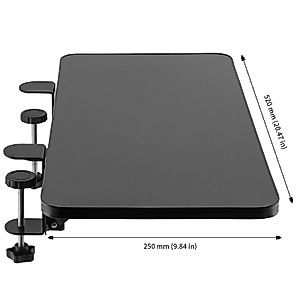 JAPCHET 20.5x9.8 Inches Ergonomics Desk Extender Tray, Clamp-on Keyboard Extension Platform, Keyboard Foldable Tray for Elbow Rest Desk Arm Support, Include Adjustable Clamps, Black, Table Mount
