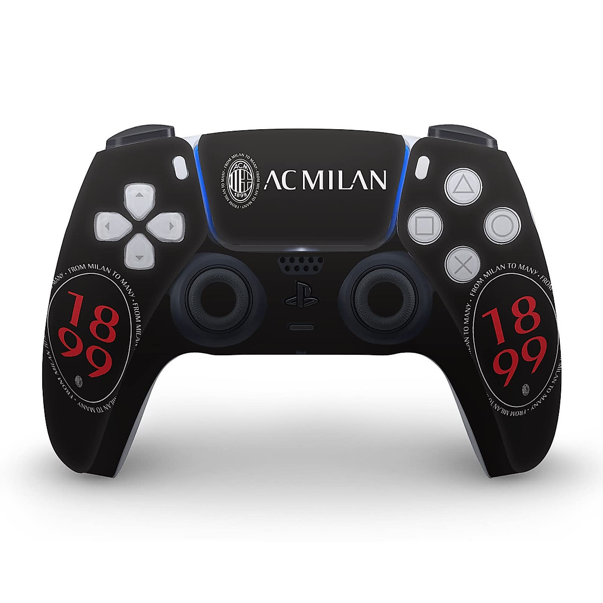 Head Case Designs Officially Licensed AC Milan 1899 Oversized Art Vinyl Faceplate Sticker Gaming Skin Decal Compatible With Sony PlayStation 5 PS5 Digital Edition Console and DualSense Controller
