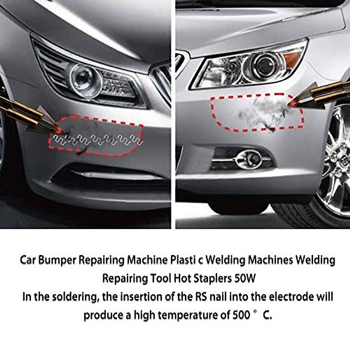 Shkalacar 30W Hot Stapler+4 Types Hot Wave Flat Staples, Plastic Welding Machine Car Bumper Repair Kit,Bodywork Fender Fairing Welder Gun US Plug