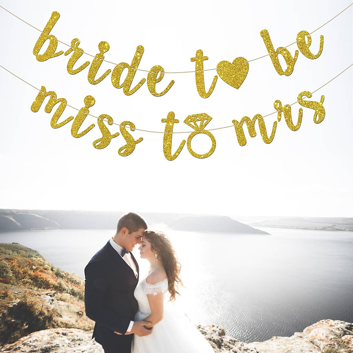 INNORU Bride to Be Miss to Mrs Banner, Bridal Shower Party Garland Bunting Bachelorette Party Decorations Supplies, Wedding Engagment Banner Gold Glitter