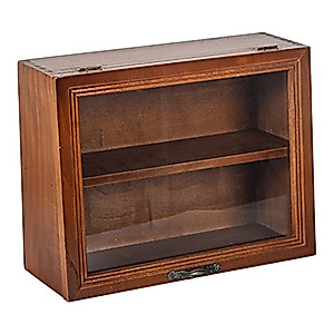 QJZZO Desktop Collectible Display Shelves Case Shadow Box Rustic Wood Kitchen Coffee Mug Cup Display Rack Storage Shelf