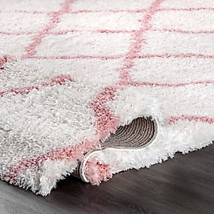 nuLOOM Nelda Trellis Kids Shag Area Rug, 8x10, Baby Pink