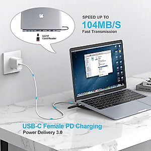 USB C Docking Station for Laptop, USB C Hub 10 in 1 USB C Adapter Docking Station with 4K HDMI & VGA, 3 x USB 3.0, Gigabit Ethernet RJ45 LAN, USB C PD, SD/TF Card Reader, 3.5 mm Audio/Mic