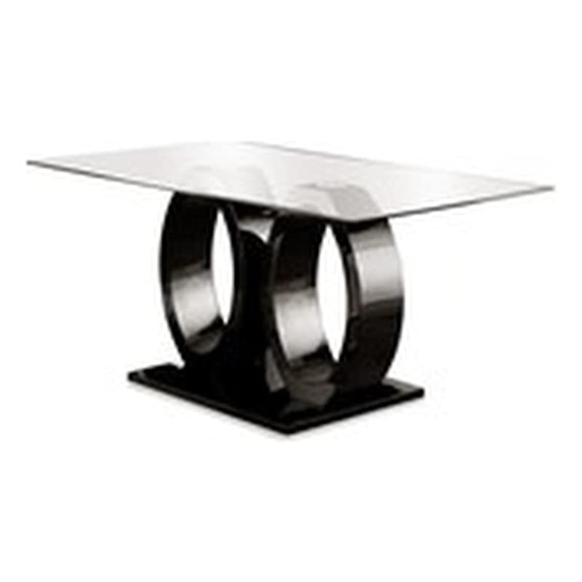 BOWERY HILL Contemporary Tempered Glass Top Double Pedestal Dining Table in Black