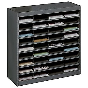 Safco Products 9221BLR Paper & Literature Organizer Classroom Mailbox & Cubby 36 Compartment, Commercial-Grade Steel Construction Warehouse, Office, Mailrooms, Classrooms. Black Powder Coat Finish