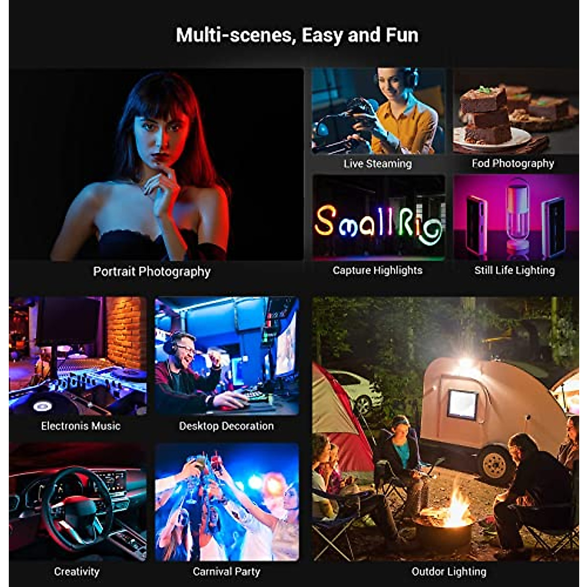 SmallRig Pix M160 RGB Video Light, 12W RGBWW LED Camera Light Panel, 360° Full Color Portable Light for Photography, 3800mh Battery, CRI 95+,TLCI 98, for Vlogging, Photo, Video, Aluminum Body – 3157