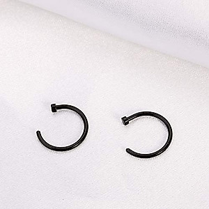 Generic 2 Pcs Unisex Surgical Steel Hinged Clicker Segment Nose Rings Hoop Helix Cartilage Earrings Titanium Steel Body Piercing Stud, Black, 5CGZT0AY1046Q85E3117UTY8, 0.8x0.8x0.1cm