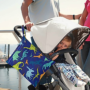 visesunny Vintage Dinosaur Animal 2Pcs Wet Bag with Zippered Pockets Washable Reusable Roomy Diaper Bag for Travel,Beach,Pool,Daycare,Stroller,Diapers,Dirty Gym Clothes,Wet Swimsuits,Toiletries