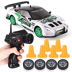 Liberty Imports RC Drift Car 1/24 2.4GHz 4WD Remote Control Sport Racing On-Road Vehicle with LED Light, Batteries and Drift Tires (White)