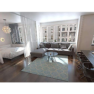 Unique Loom Outdoor Trellis Collection Area Rug (7' 1" x 10' Rectangle, Aquamarine/ Gray)