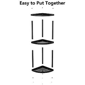 Taaji Standing Shower Caddy Corner, Metal Shower Shelf Caddy Stand Organizer Shampoo, 3 Tier Shower Stands for Inside Shower, Bathroom, Bathtub Corner, Black