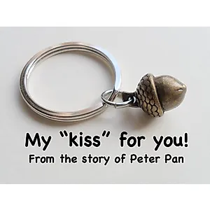 Bronze Acorn Keychain - Peter Pan's Kiss; 8 Year traditional gift