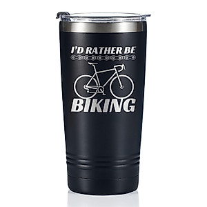 Onebttl Biker Cyclist Gifts for Men, Tumbler Travel Coffee Mug, Bicycle Enthusiasts, Roadbike MTB, Boyfriend Husband Dad Father's Day, Stainless Steel Insulated 20oz/590ml - Rather be Biking