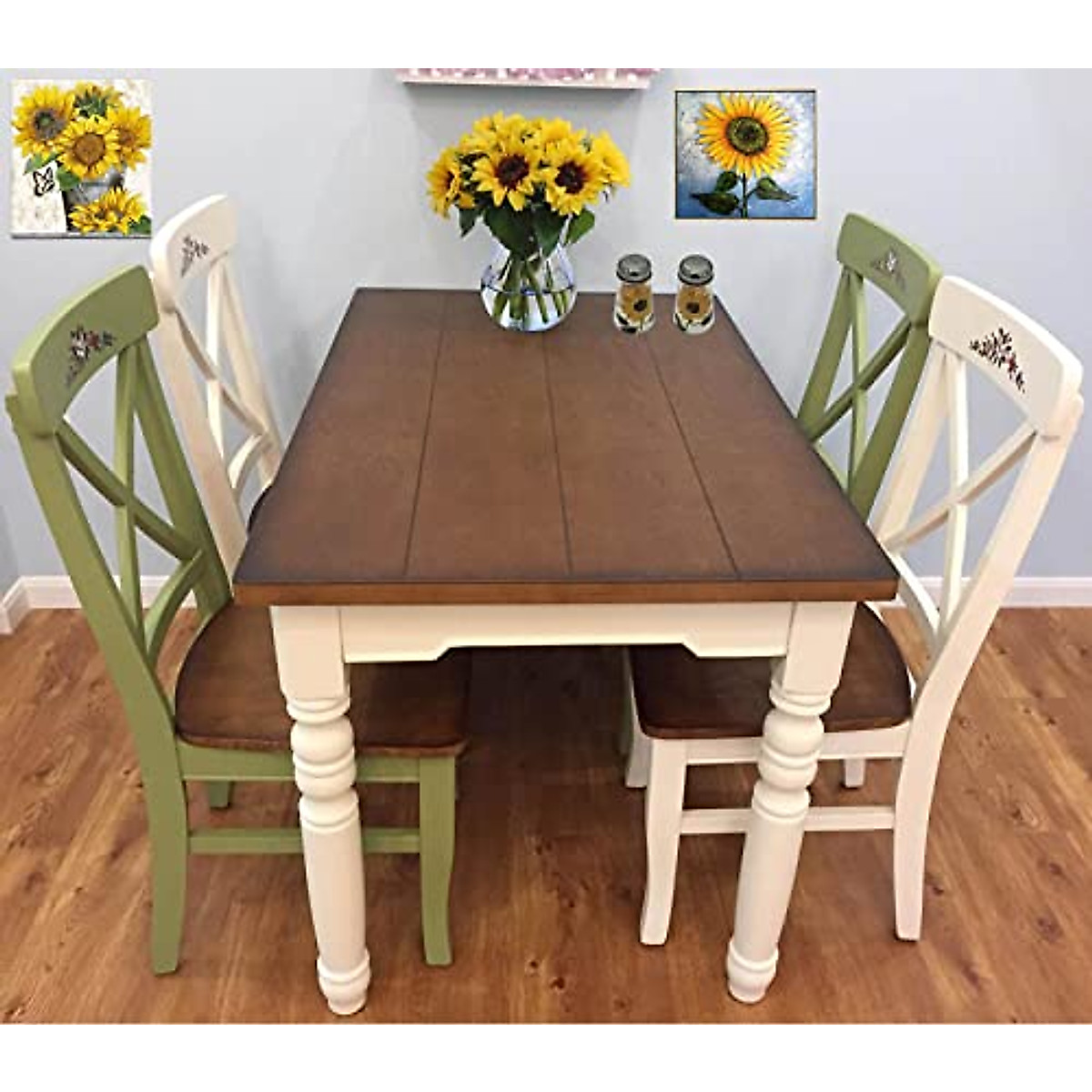 Ritadeshop Hand Painted Salt and Pepper Shaker Set with S and P Stainless Lids (2, Sunflowers)