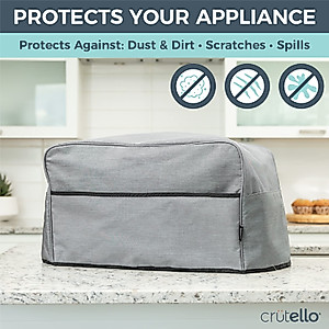 Crutello 9 Slice Toaster Oven Cover with Storage Pockets - Small Appliance Dust Covers, Kitchen Appliance Covers, Durable Toaster Oven Cover