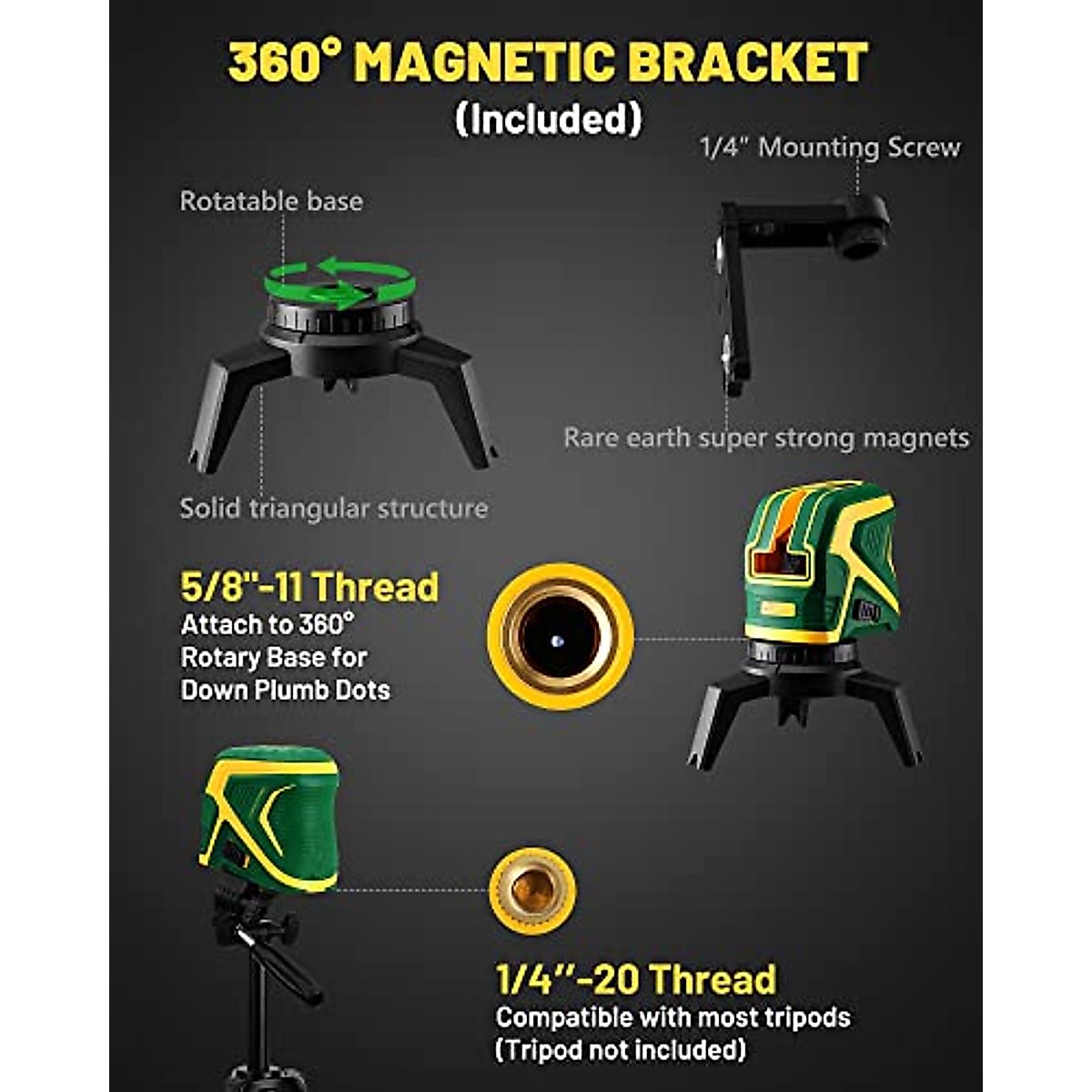 APEXFORGE X3 131ft Green Laser Level, Cross Line Laser with 2 Plumb Dots, 4500mAh Rechargeable Battery with Type-C Charging Port, Self-Leveling & Manual & Pulse Mode