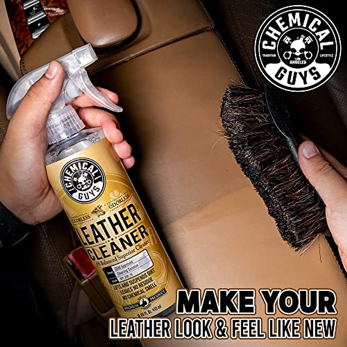 Chemical Guys SPI_208 Colorless and Odorless Leather Cleaner for Car Interiors, Furniture, Apparel, Boots, and More (Works on Natural, Synthetic, Pleather, Faux Leather and More), 128 fl oz (1 Gal)
