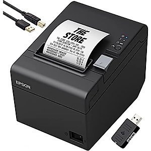 Epson TM-T20III Thermal Wireless POS Receipt Printer with Wireless Dongle, Black - WiFi, Ethernet, USB-B Interfaces and DK Port - 250mm/sec, 203 dpi, Auto-Cutter, DAODYANG Printer_Cable