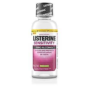Listerine Sensitivity Mouthwash, 24-HR Tooth Sensitivity Relief & Protection, Alcohol-Free Formula in Fresh Mint Flavor, TSA Compliant Travel-Sized Bottle, 3.2 fl. oz