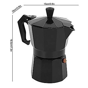Stovetop Espresso Maker, Classic Stovetop Espresso Maker 6‑Cup Capacity Aluminum Coffee Machine Moka Pot for Office Home Use Moka Maker for Gas or Electric Stove Top(Black)