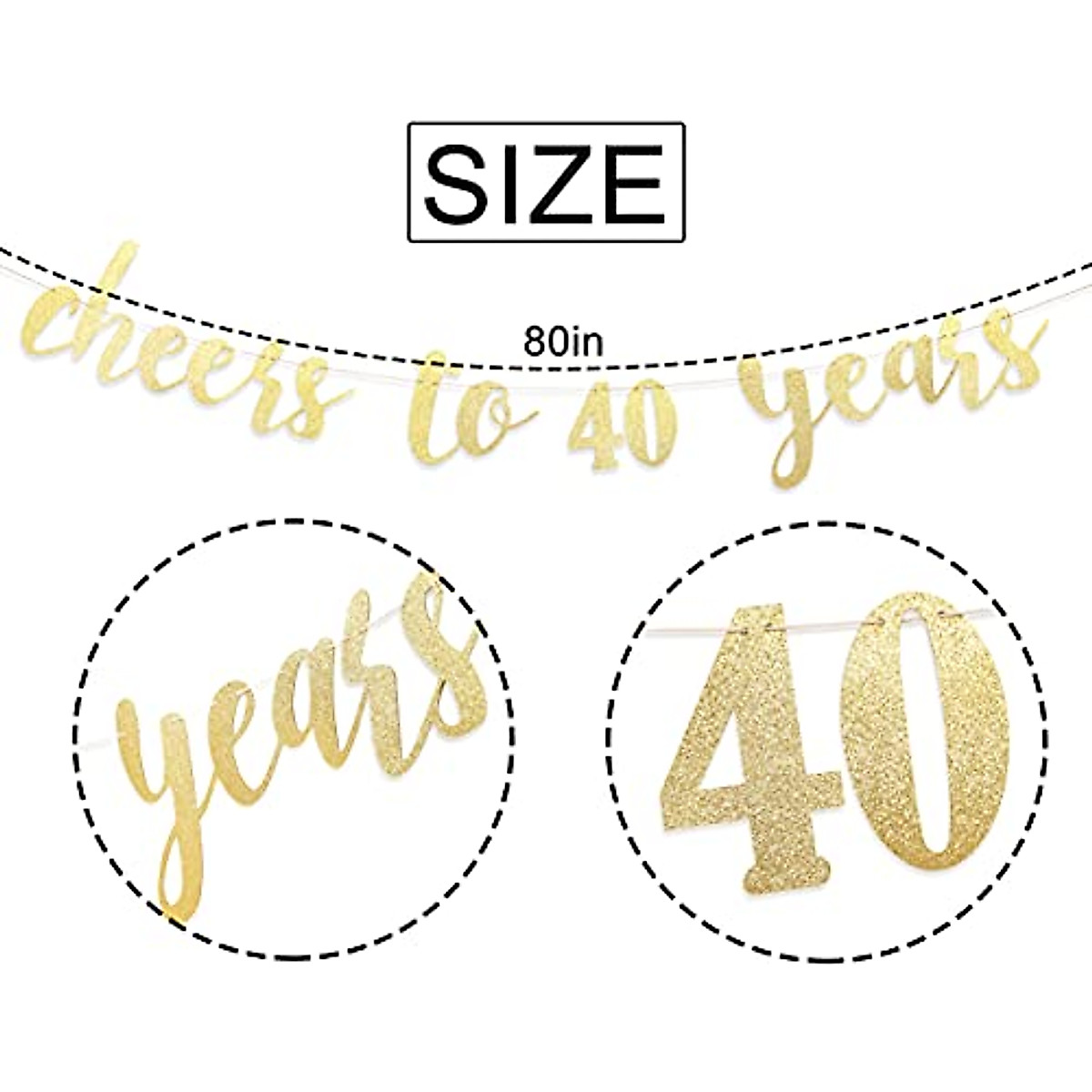 Cheers to 40 Years Banner - Happy 40th Birthday Banner 40th Birthday Banner, Cheers to Celebrate the 40th Wedding Anniversary，40th Birthday Background Props for Men and Women