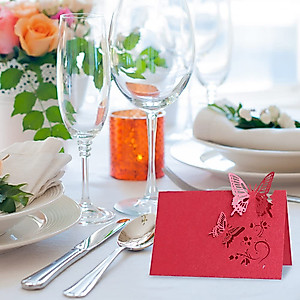 50PCS Hollow Butterfly Table Place Cards, Name Place Cards for Table Setting, Seating Place Cards Banquet Seat Cards Name Cards Wedding Place Cards for Table, Dinner Parties, 3.5 x 2.4 Inch