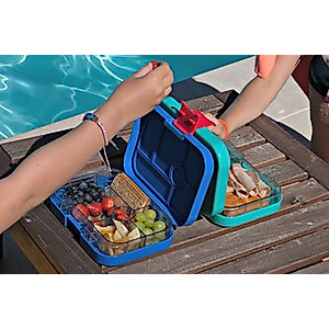 Yumbox® Original Leakproof Bento Lunch box for Kids, 5 Compartments + Dip Well, Easy-Open Latch, Just Right Portions, Removable Illustrated Tray (Roar Red - Race Cars), Ages 3-7