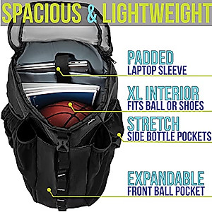 Athletico Basketball Bag - Large Basketball Backpack for Men & Women - Volleyball & Soccer (Black)