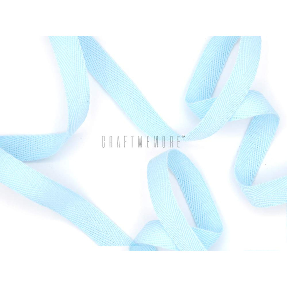 CRAFTMEMORE 3/4 Inch Twill Tape Fabric Ribbons Webbing Herringbone Twill Bias Binding Tape for Clothes Sewing Craft Trim Lace 36 Yards (MP11 Sky Blue)