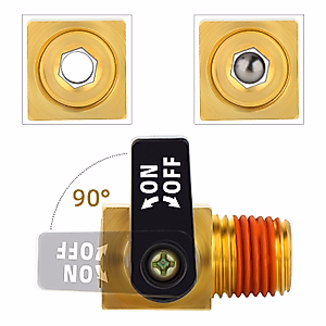 TAISHER 5PCS Brass Drain Cock Ball Valve Air Compressor Accessories 1/4" NPT Male