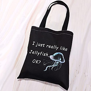 VAMSII Jellyfish Tote Bag I just really Like Jellyfish OK Funny Jellyfish Gifts for Jellyfish Lovers Sea Animal Gifts (I just really like Jellyfish, OK?)