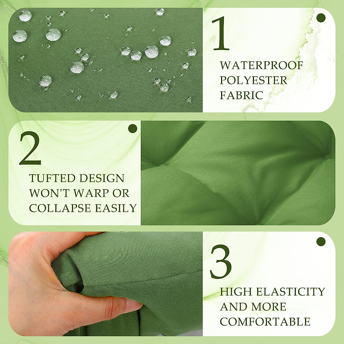 Maitys 5 Pieces Waterproof Wicker Chair Cushions Outdoor Cushions Couch Cushion Set Group Loveseat Cushions Lumbar Pillows for Patio Backyard Porch Garden Furniture(Sage Green)