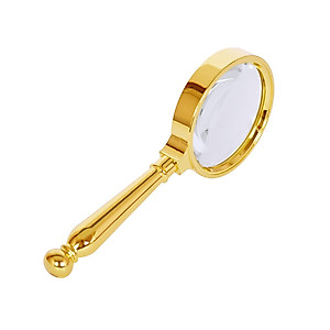 10X Handheld Magnifier with Metal Handle Golden,80mm Reading Magnifying Glass for Map,Newspaper,Documents,Labels,Failing Vision,Fire Starting,Jewelry,Crafts,Best Gifts for Seniors Kids