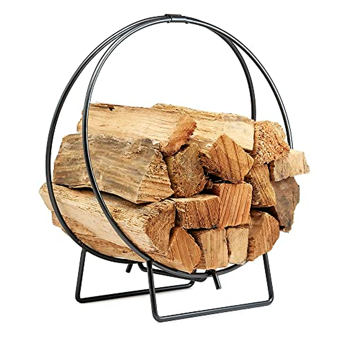 UniFlame Firewood Log Hoop Rack with 1/2" Solid Stock, Black